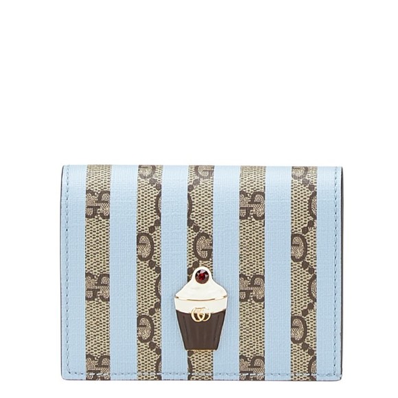 Gucci | Bags | Gucci Gg Wallet Supreme Beige Bifold Blue Cream Leather ...
